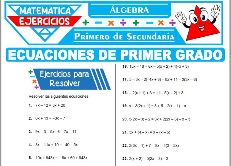 Ejercicios de Ecuaciones de Primer Grado para Primero de Secundaria