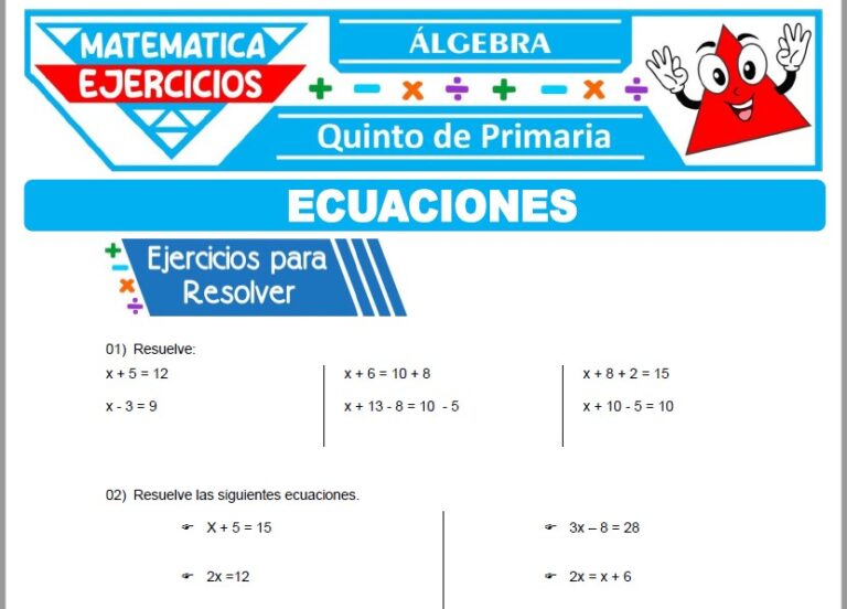 Ejercicios de Ecuaciones para Quinto de Primaria