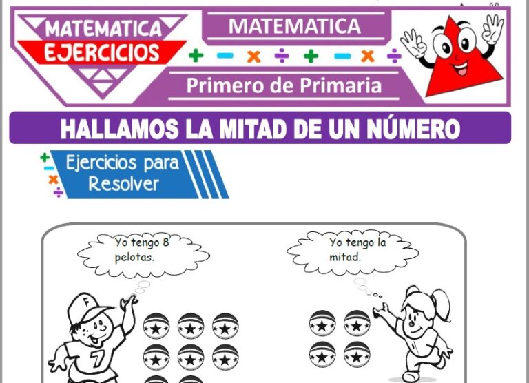 Ejercicios de Hallamos la Mitad de un Número para Primero de Primaria