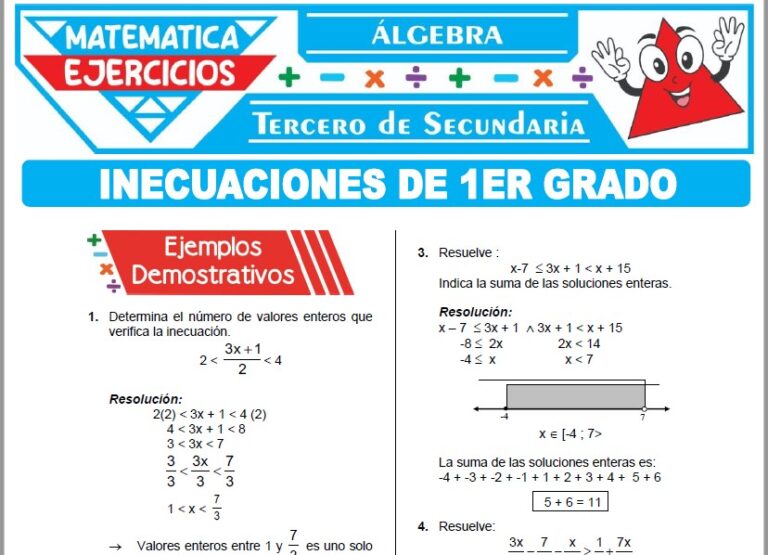 Ejercicios de Inecuaciones de 1er Grado para Tercero de Secundaria