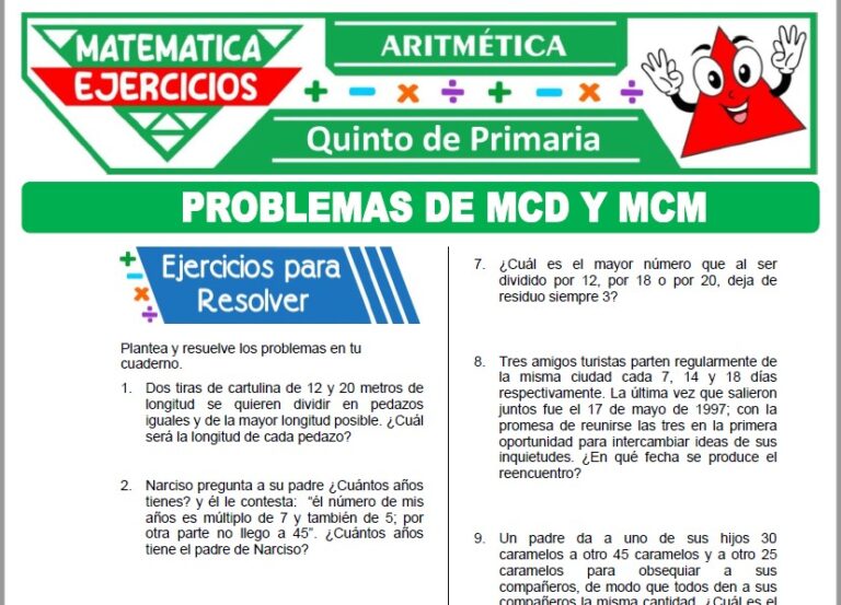 Ejercicios de Problemas de MCD y MCM para Quinto de Primaria