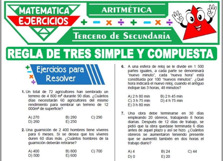 Ejercicios de Regla de Tres Simple y Compuesta para Tercero de Secundaria