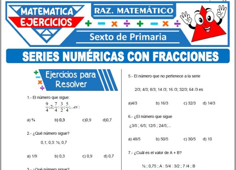 Ejercicios de Series Numéricas con Fracciones para Sexto de Primaria